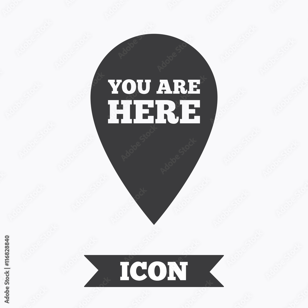 You are here sign icon. Info speech bubble. Stock Vector | Adobe Stock