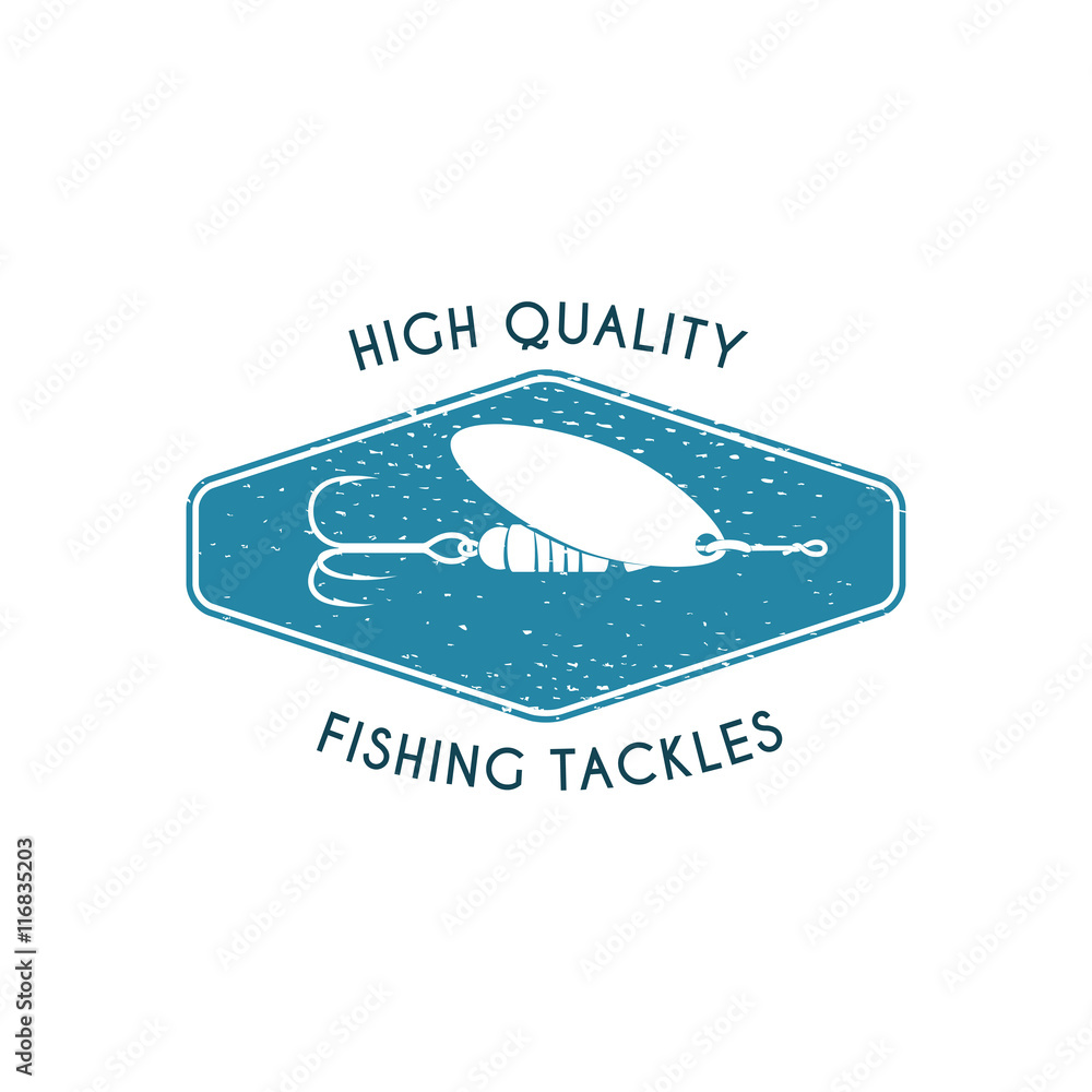 Logo of fishing tackles shop. Vector template. Symbol of spinner ...