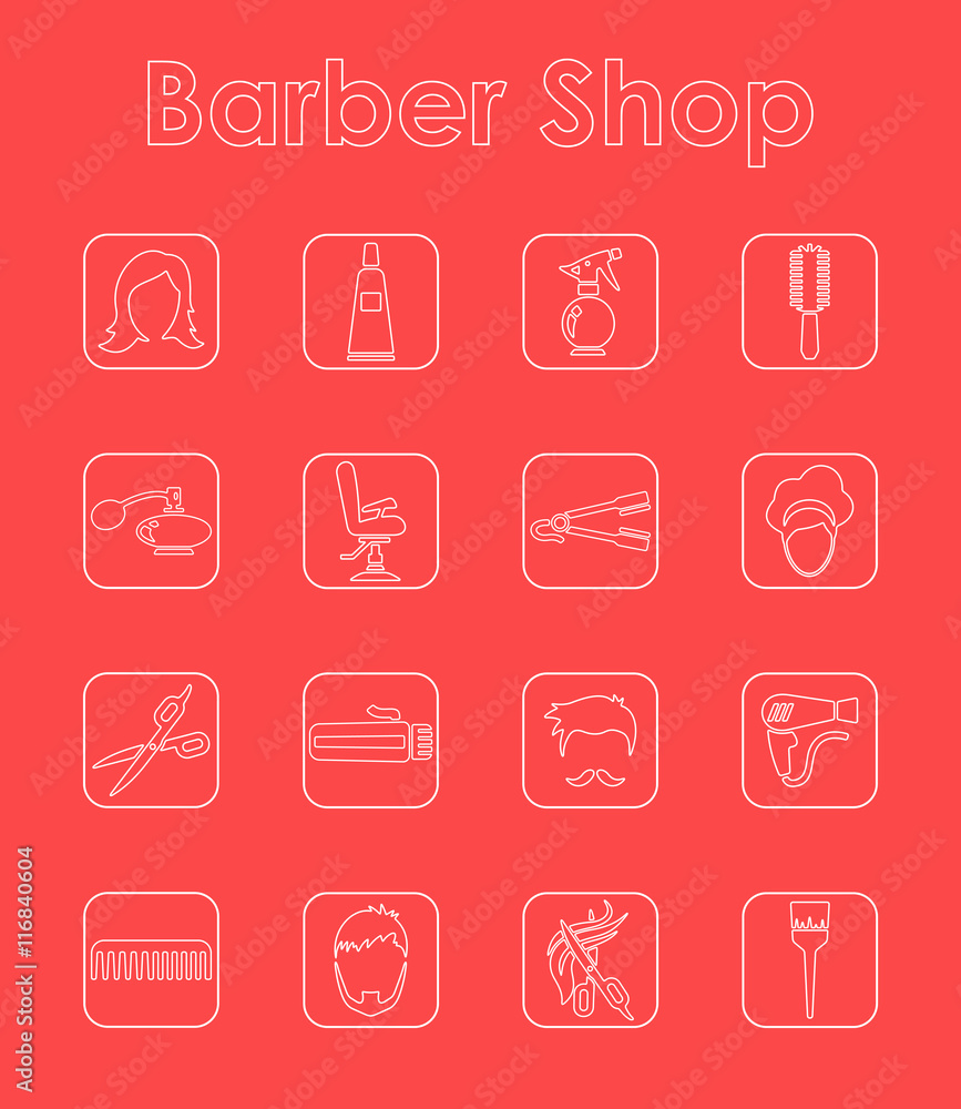 Set of barber shop simple icons Stock Vector | Adobe Stock