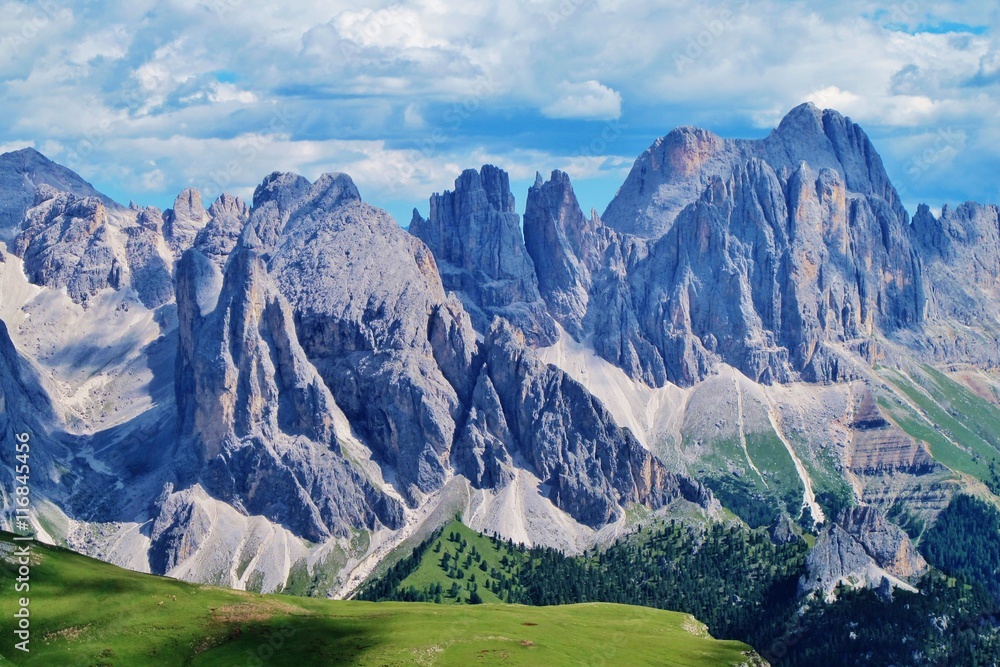 Rosengarten-Panorama, Dolomiten, Südtirol Stock-Foto | Adobe Stock