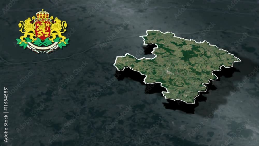 Razgrad with Coat Of Arms Animation Map Provinces of Bulgaria Stock ...