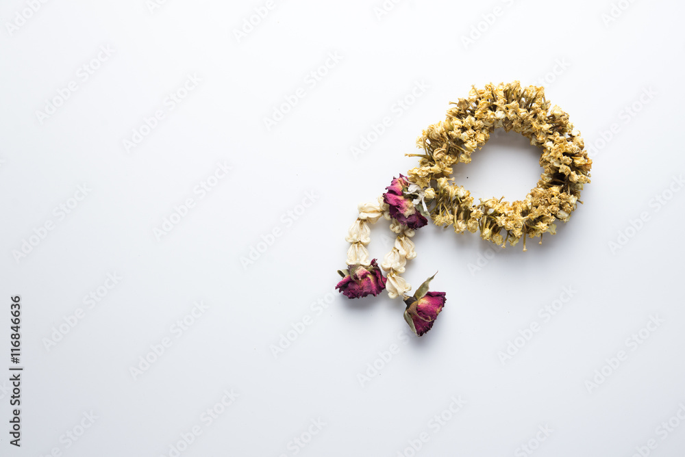 Dried Thai garland on a white background. Dried flowers, For Thai ...