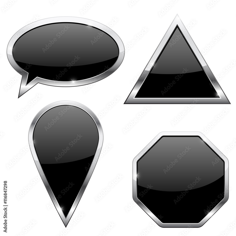 Web icons - triangle, location pin, dialog bubble, octagon Stock Vector ...