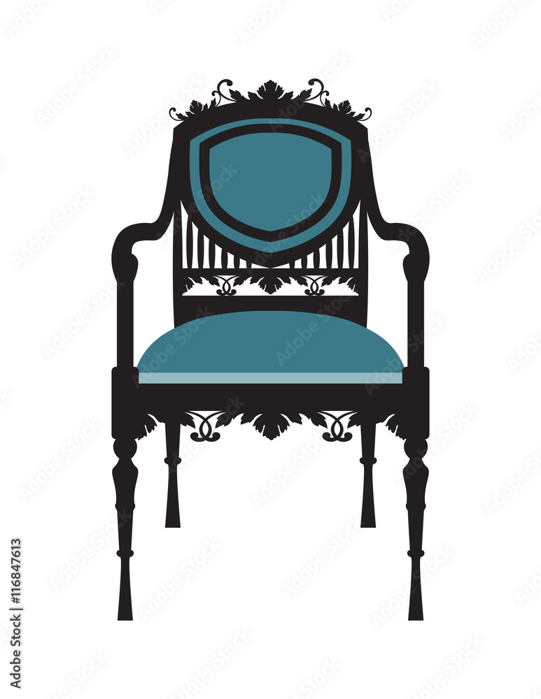 Vintage Chair furniture Vector. Rich carved ornaments furniture. Vector ...