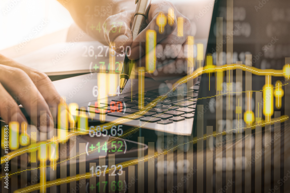 Graph of stock market data and financial with stock analysis indicator ...