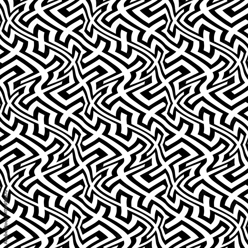 Vector modern abstract geometry trippy pattern. black and white ...