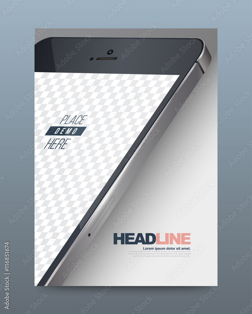 Smartphone brochure flyer design template vector, Leaflet cover ...