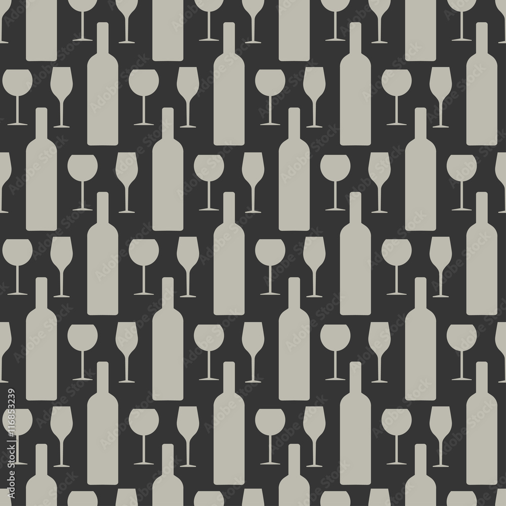 wine glass, bottle, wine set, seamless background. wallpaper. for ...