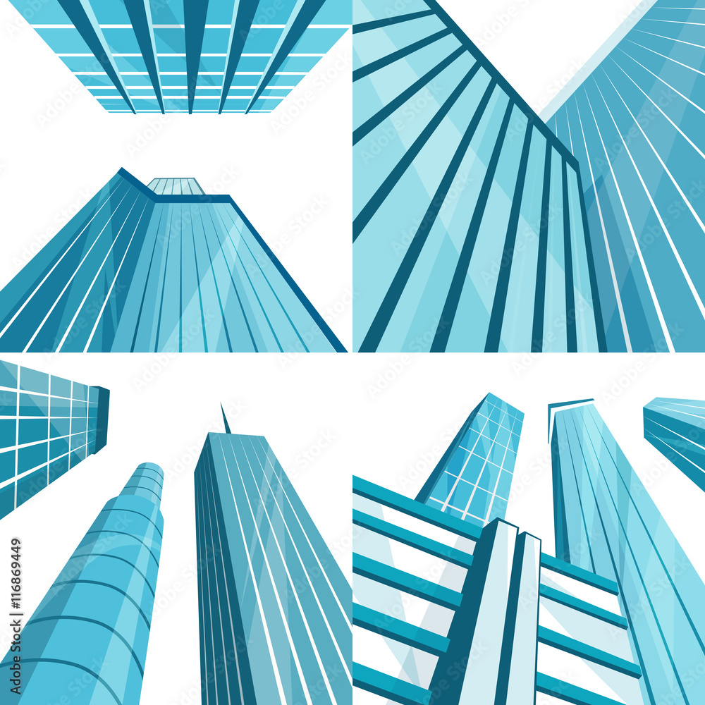 Set of modern buildings in the city. Cartoon vector illustration Stock ...