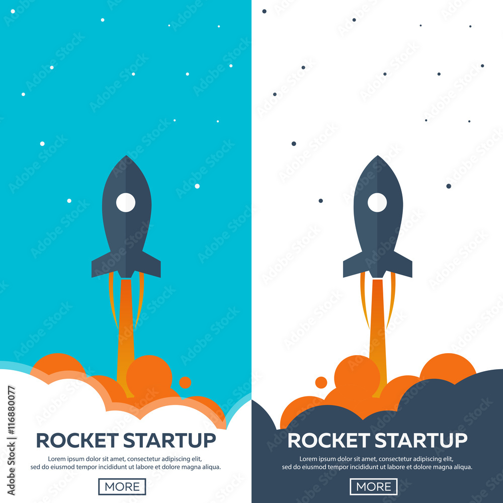 Rocket startup. Business. Rocket ship in a flat style.Vector ...