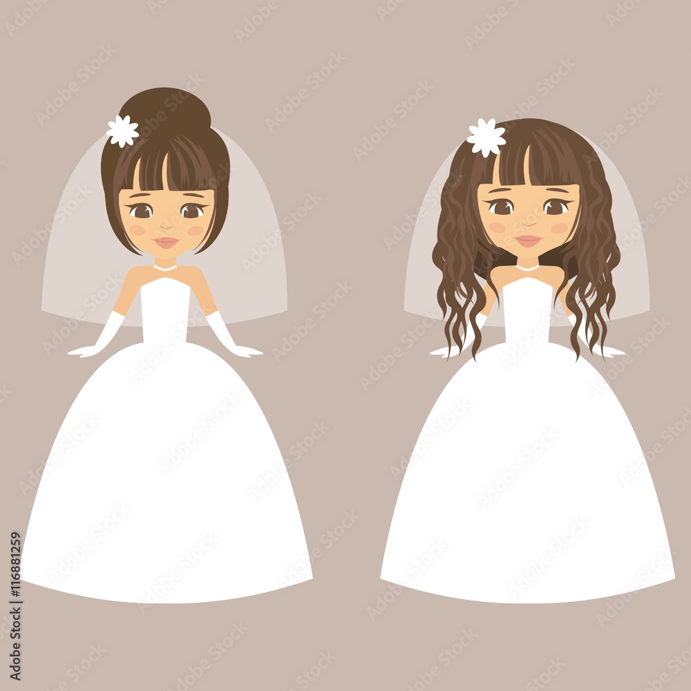 cartoon bride set Stock Vector | Adobe Stock