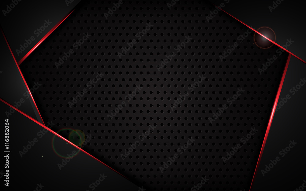 abstract red frame with steel texture hole pattern sports tech modern ...