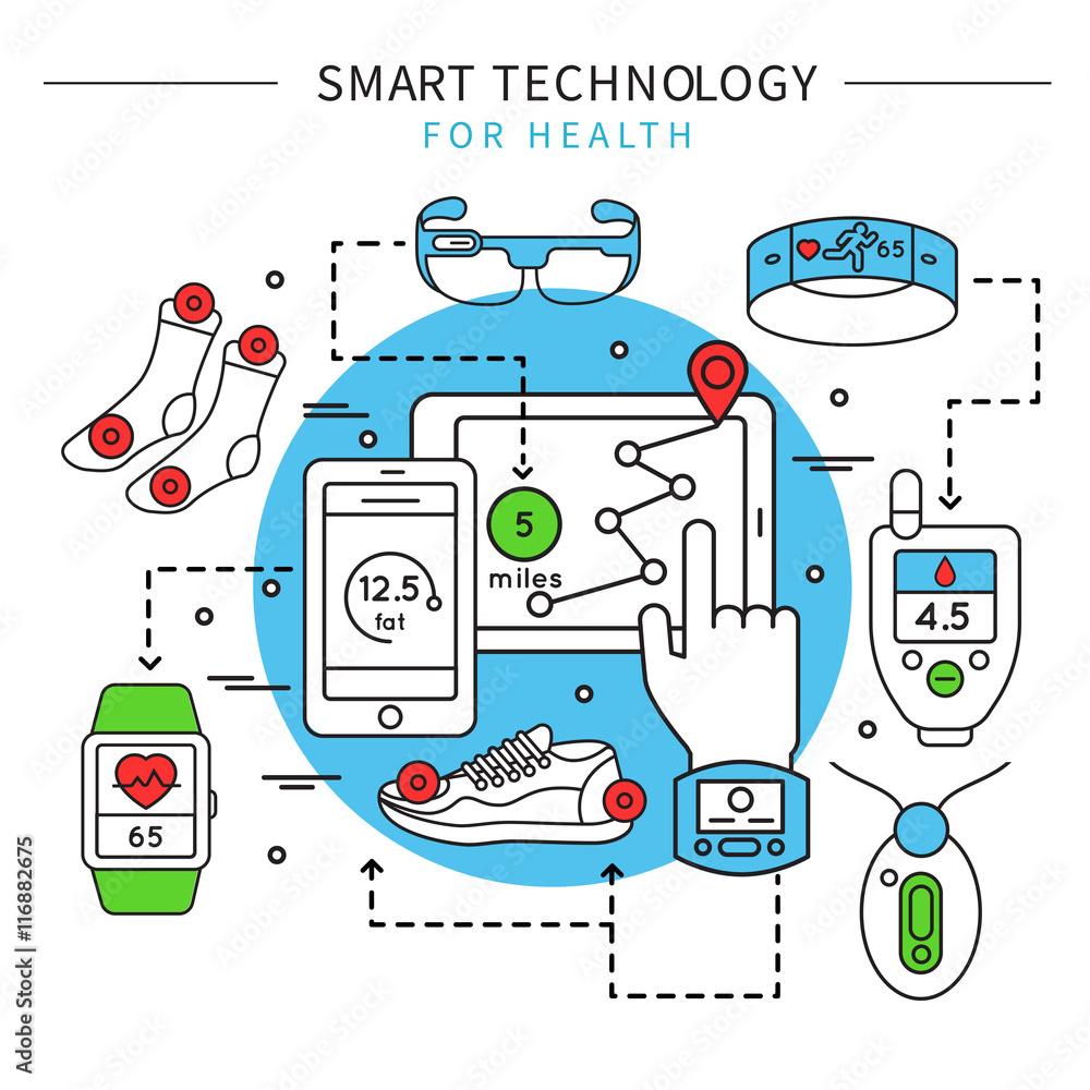Smart Technology Line Composition Stock Vector | Adobe Stock