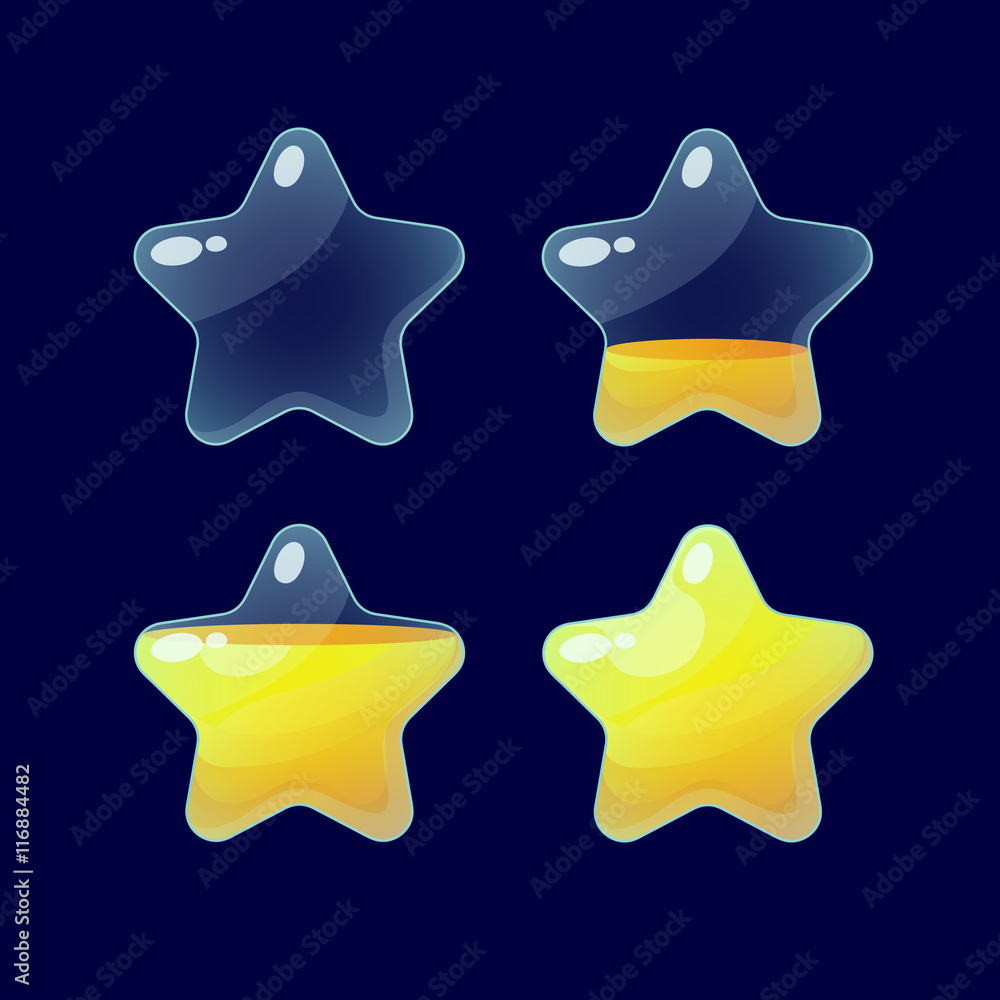 Set of Cartoon glossy Stars. Stock Vector | Adobe Stock