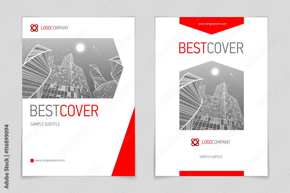 Cover booklet booklet business and architecture, modern design, red and ...