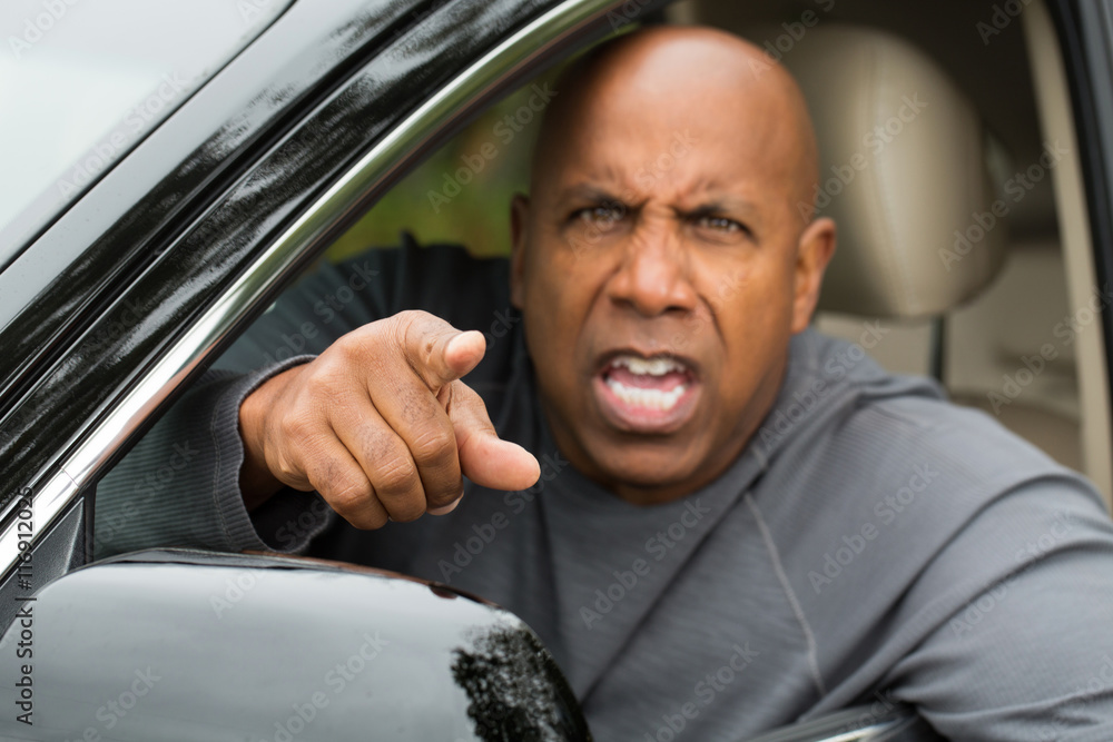 Angry man upset with drivers and gesturing with his hands. Stock Photo ...