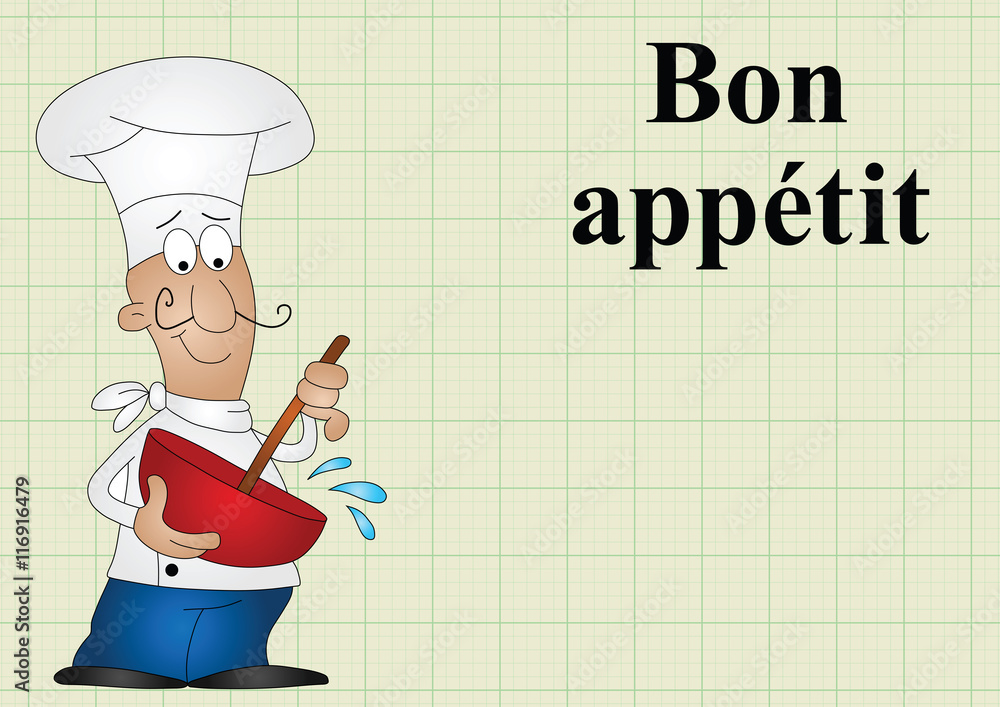 Chef with bon appetit Stock Vector | Adobe Stock