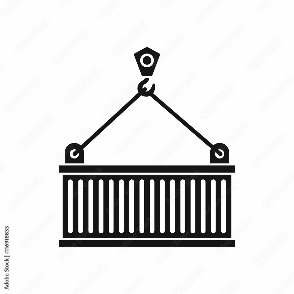 Crane with load icon in simple style isolated on white background ...