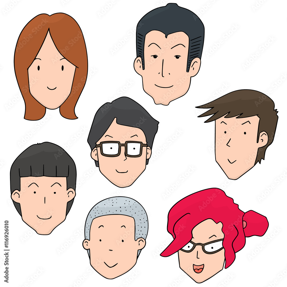 vector set of cartoon faces Stock Vector | Adobe Stock