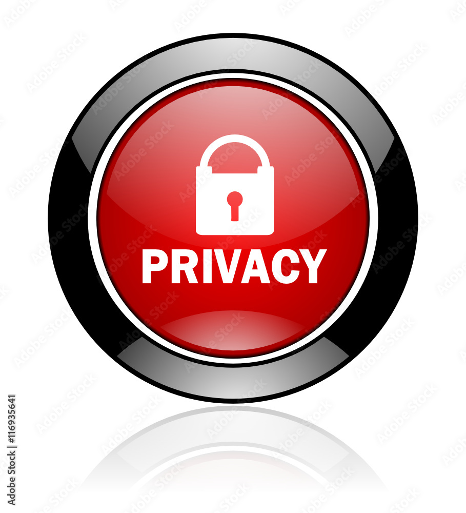Modern design red and black circle vector privacy icon. Round web ...