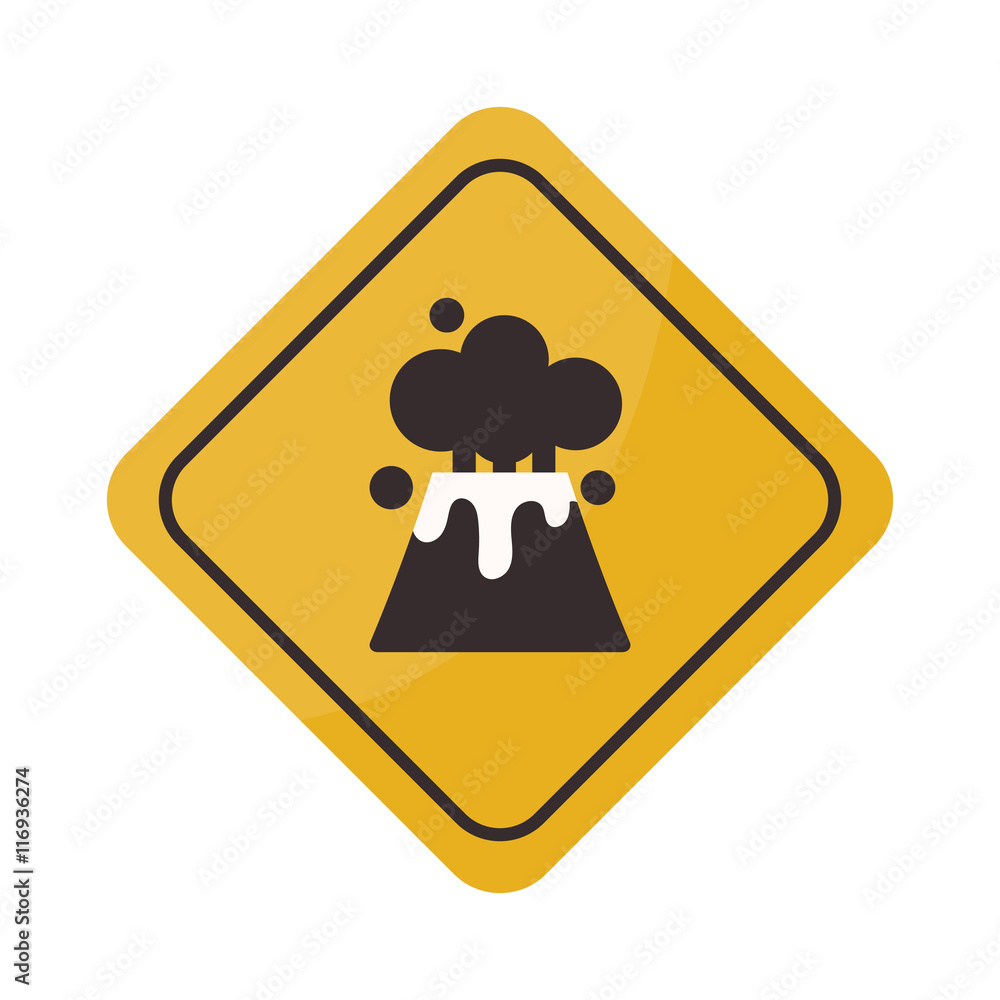 Volcano warning sign vector illustration. Mountain danger nature ...