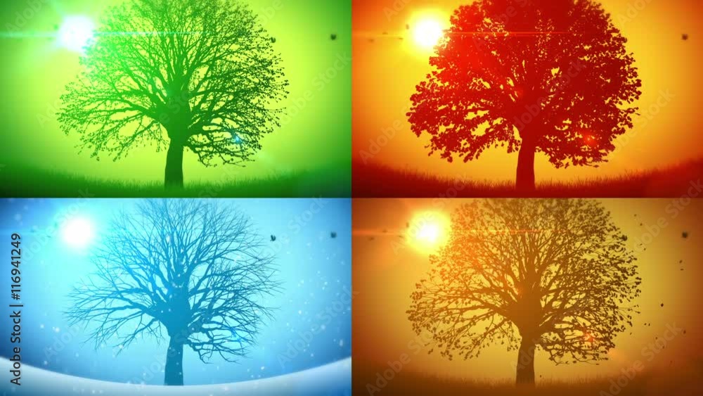 Vidéo Stock Loopable animation of a landscape showing the four seasons ...