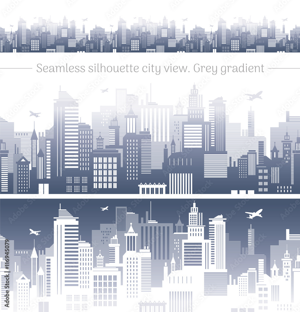 Horizontal cityscape with airplanes, abstract vector illustration. City ...