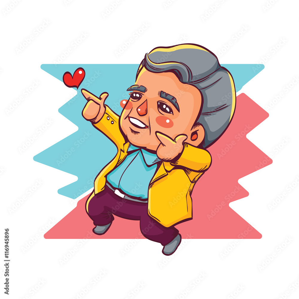 Cartoon Man Pointing Up