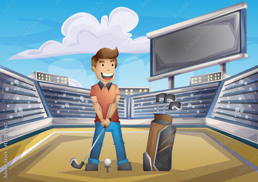 Cartoon vector golf Olympic sport with separated layers for game and ...