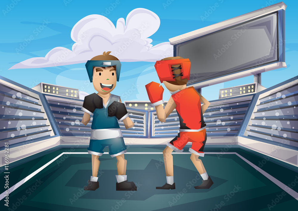 Cartoon vector boxing Olympic sport with separated layers for game and ...