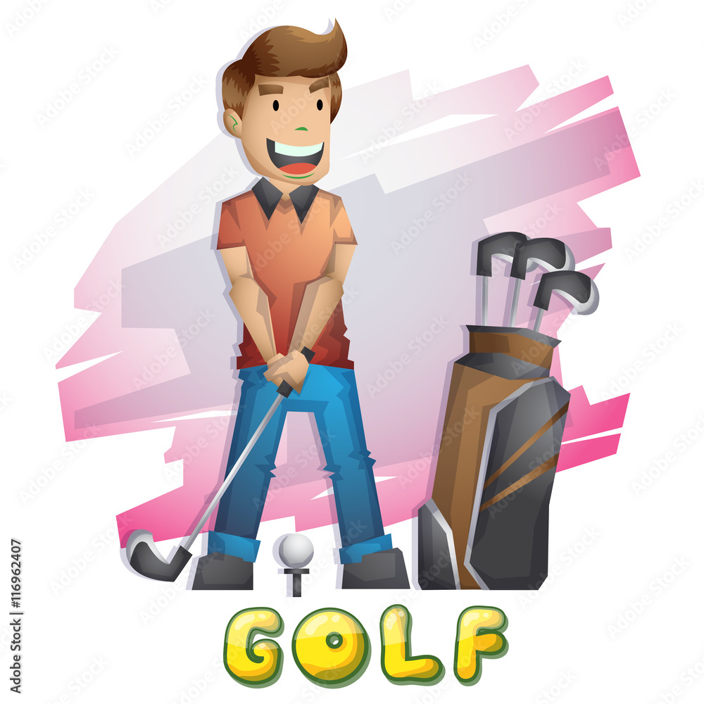Cartoon vector golf Olympic sport with separated layers for game and ...