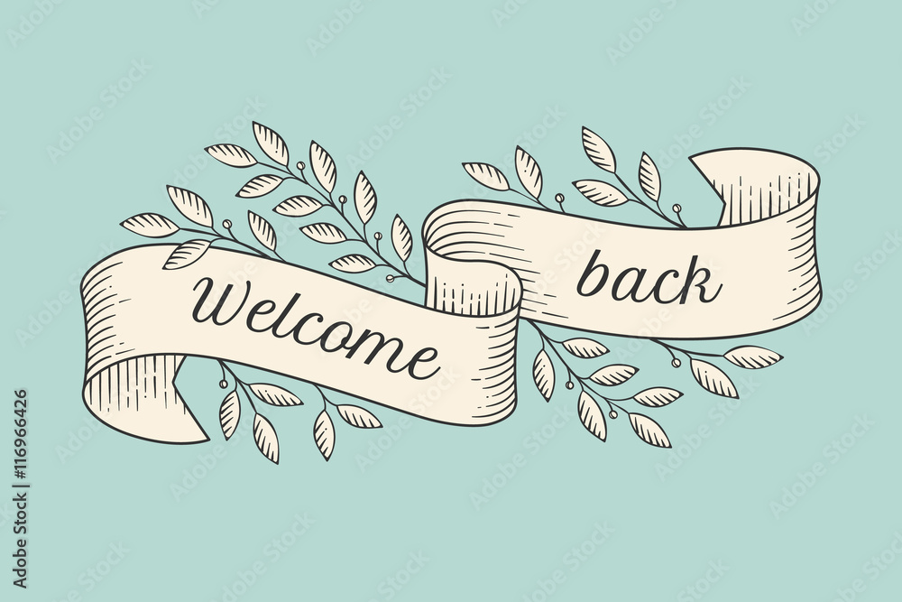 Greeting card with inscription Welcome back Stock Vector | Adobe Stock