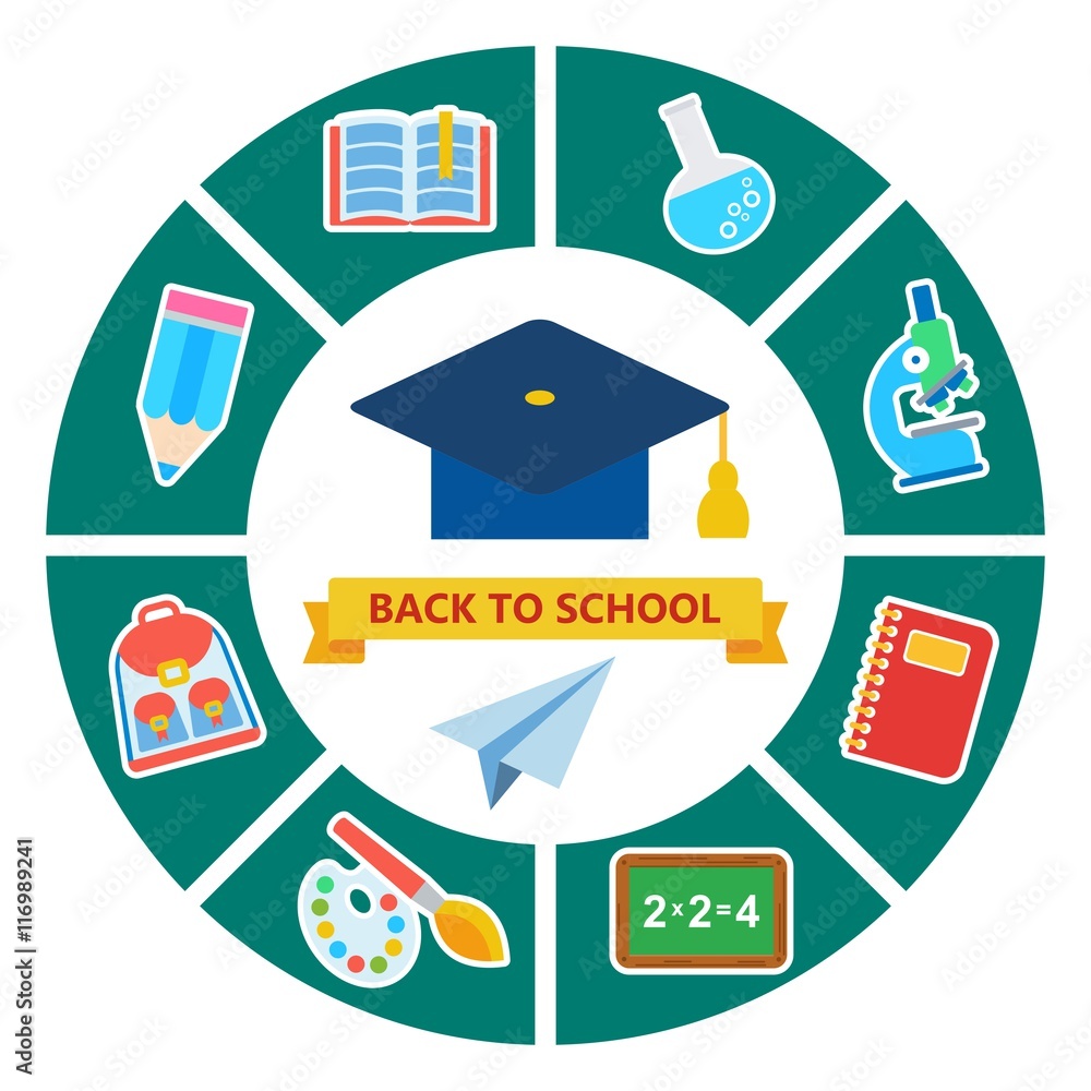 Set of school supplies icons. Textures, backgrounds, logos and ...