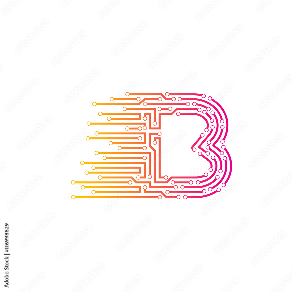 Letter B logo design template,technology,electronics,digital,logotype ...