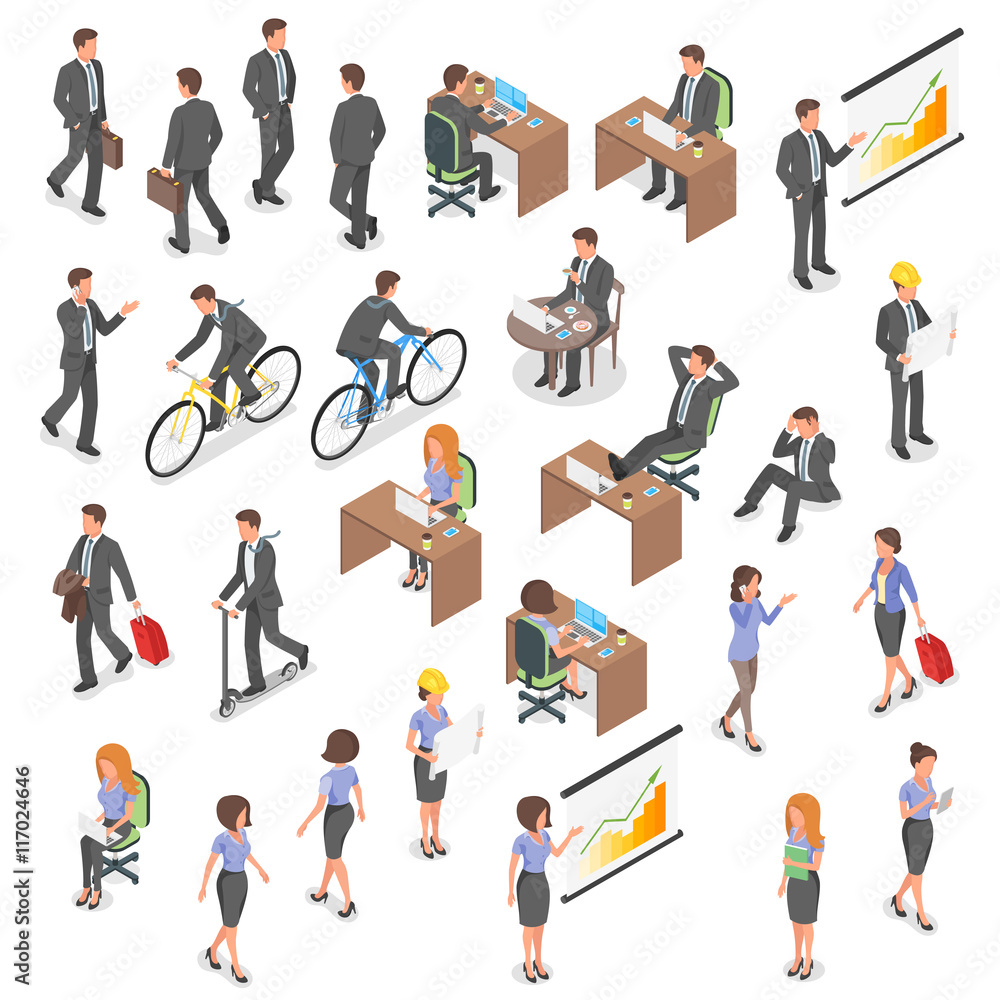 Isometric vector set of business people. Stock Vector | Adobe Stock