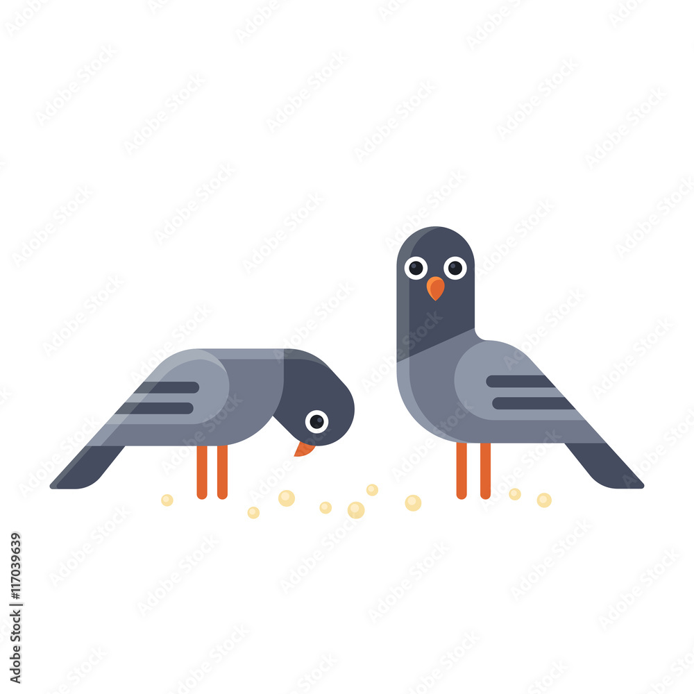 Cartoon pigeons illustration. Stock Vector | Adobe Stock