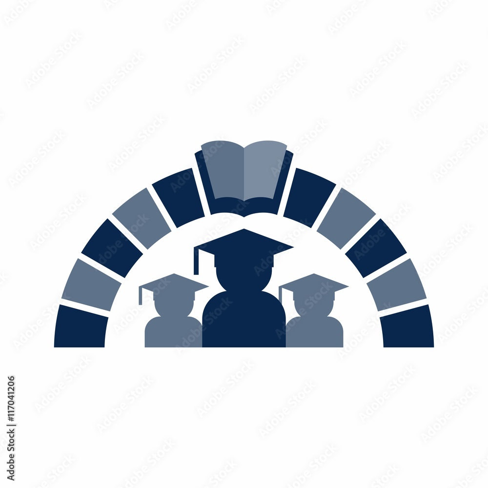 Graduation cap logo. education icon template vector. keystone logo ...