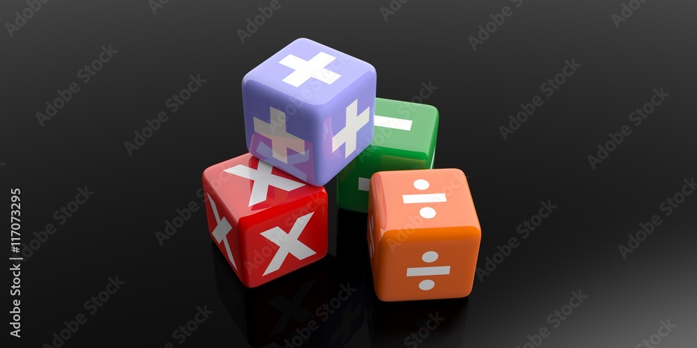 Math symbols on black background. 3d illustration Stock Illustration ...
