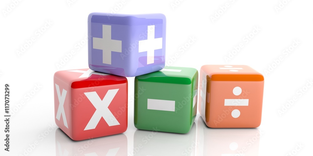 Math symbols on white background. 3d illustration Stock Illustration ...