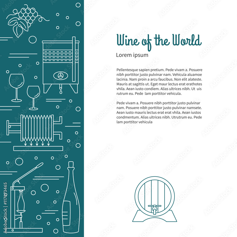 Winemaking, wine tasting flyer, poster with winery symbols and with ...