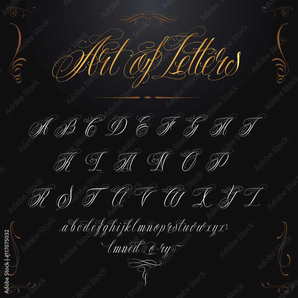 Gold Tattoo Alphabet Stock Vector | Adobe Stock