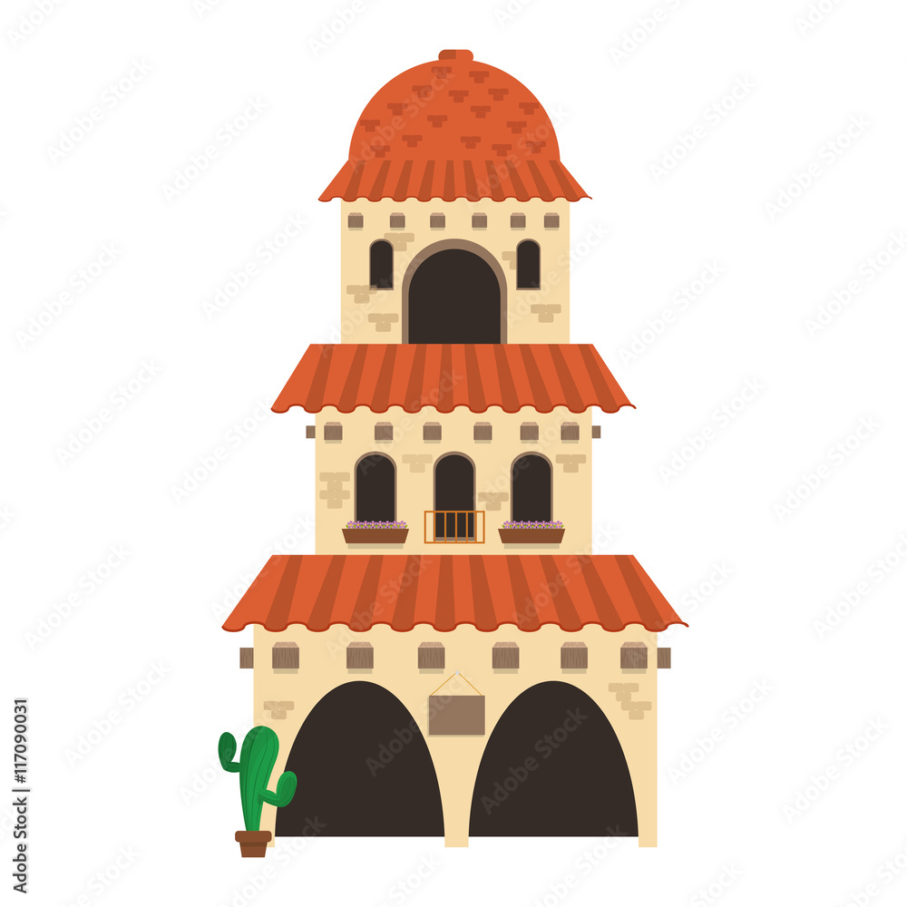 flat design spanish colonial architecture icon vector illustration ...