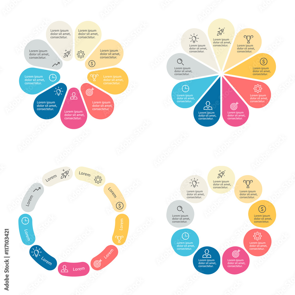 Circular infographics with 9 sections. Stock Vector | Adobe Stock
