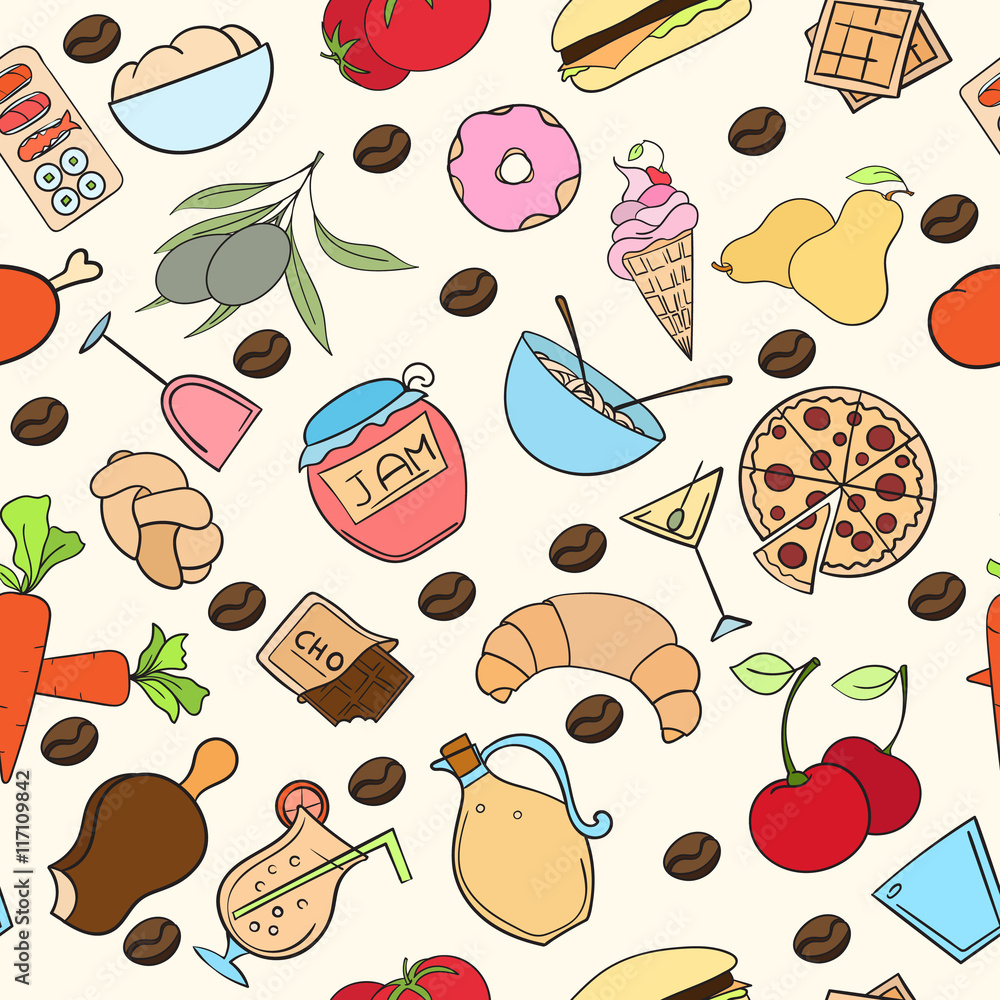 Seamless food pattern Stock Vector | Adobe Stock