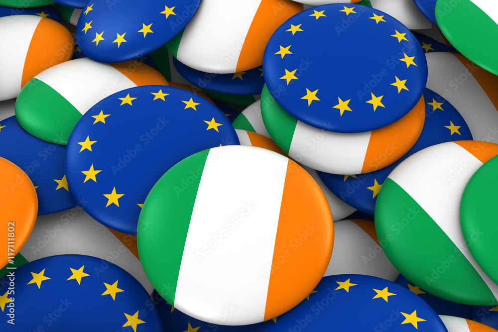 Ireland and Europe Badges Background - Pile of Irish and European Flag ...