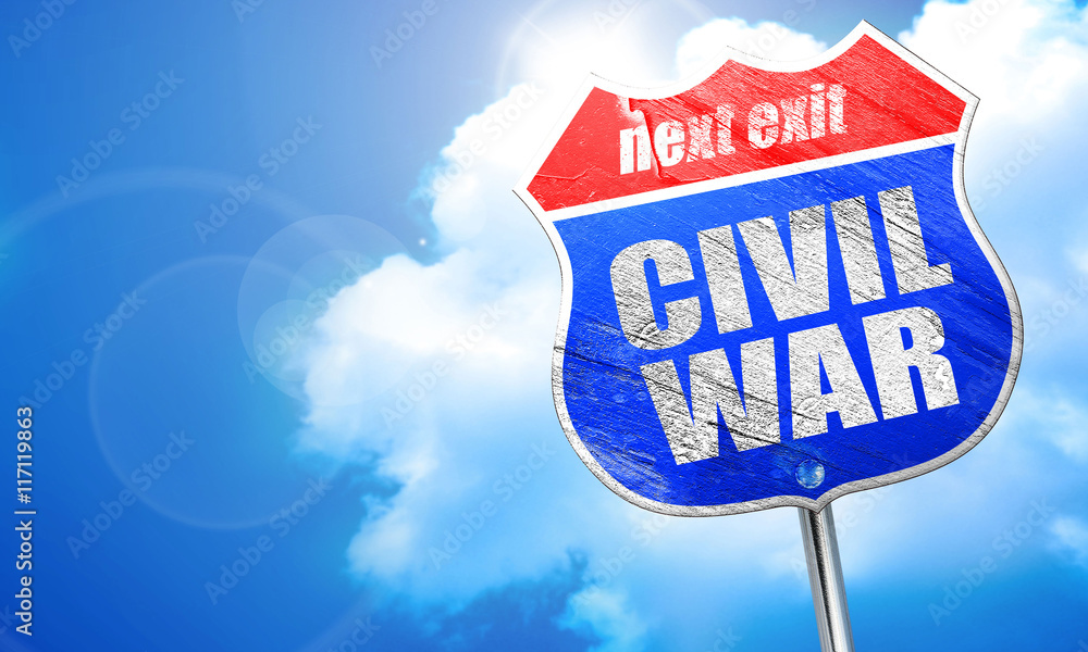 civil war, 3D rendering, blue street sign Stock Illustration | Adobe Stock