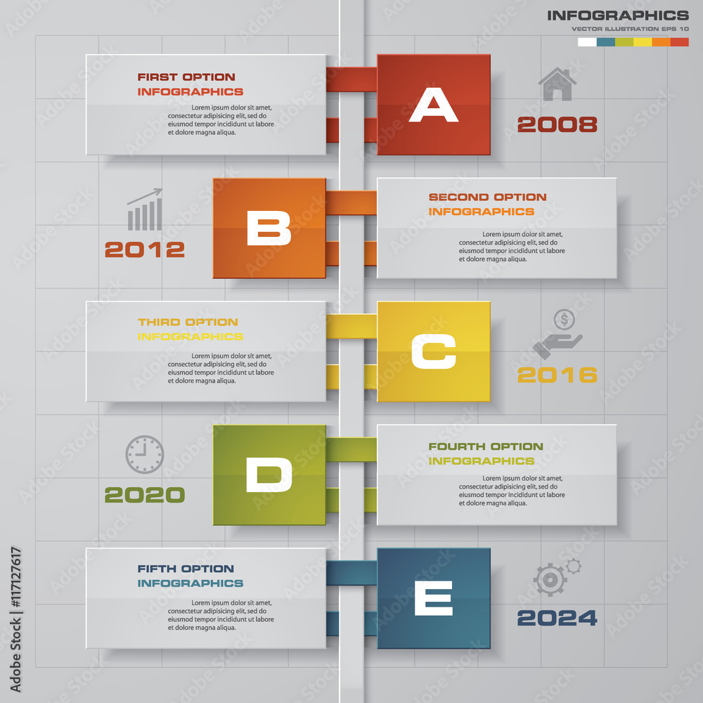 5 options timeline use for infographic/presentation . EPS10. Stock ...