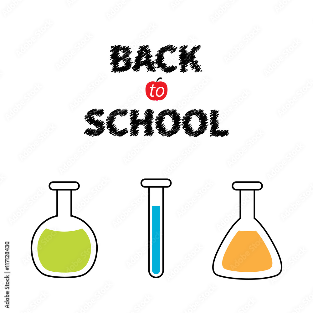 Back to school. Science lab glass set. Laboratory jar. Chemistry flask ...