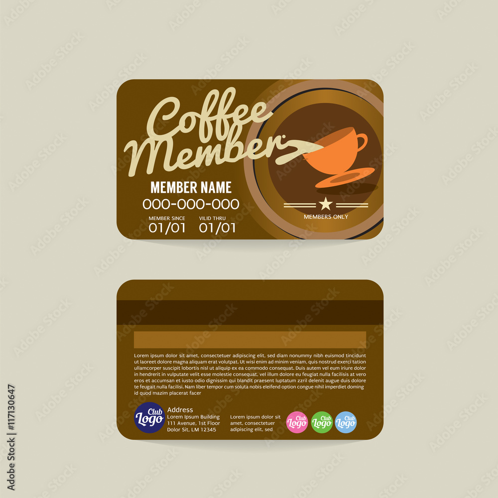 Front And Back Coffee Voucher Of Member Card Template Vector ...