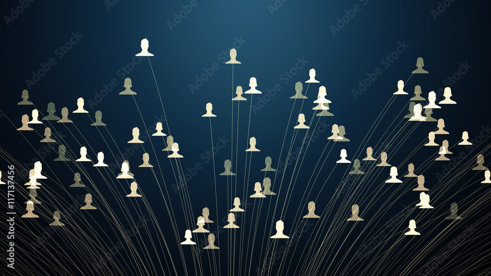 connected avatars of men and women, illustration of network for ...